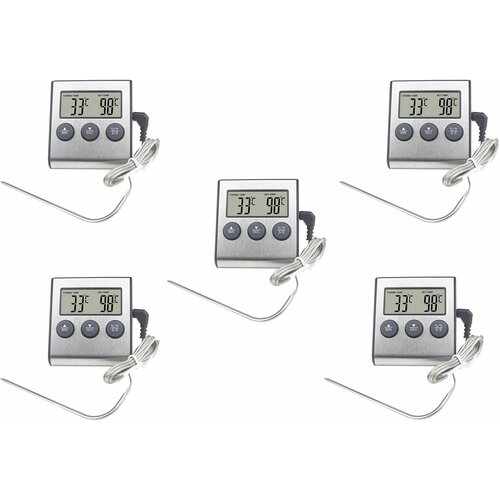 Термометр электронный с проводным термосенсором и звуковым оповещением - 5 шт.
