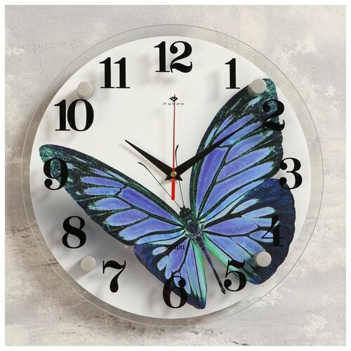Часы настенные, серия: Животный мир, "Бабочка", плавный ход, d 30 см