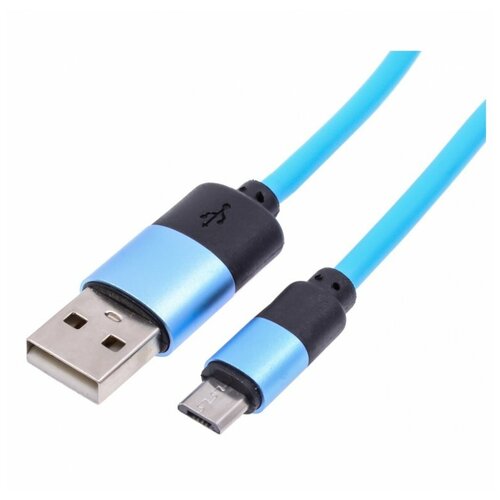 Дата-кабель USB-MicroUSB, 1 м, голубой
