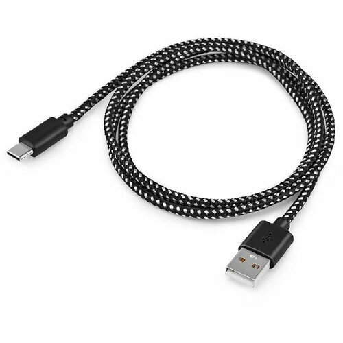 Кабель, Buro, USB Type-C (m) - USB (m), 1м, 2.4A, черного/белого цвета