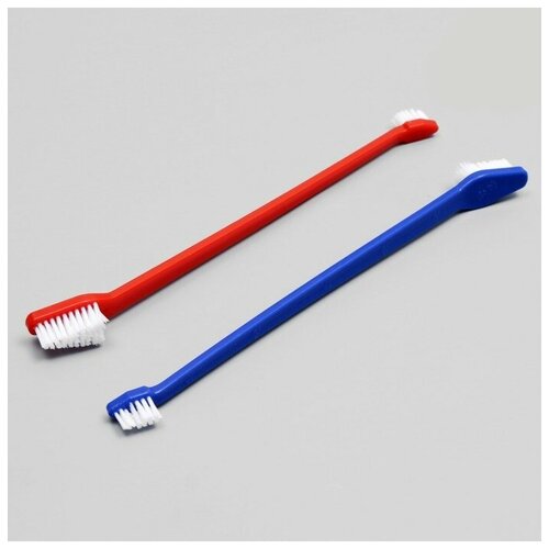 Зубная щётка двухсторонняя Пижон набор 2 шт, красная и голубая