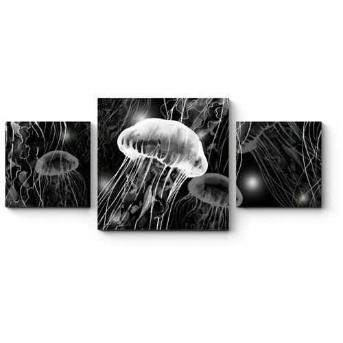 Модульная картина Черно-белые медузы 140x60