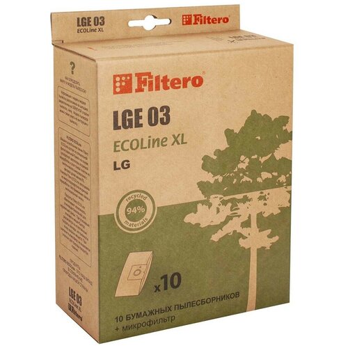 Пылесборники Filtero LGE 03 ECOLine XL, для LG, бумажные, 10 шт + фильтр
