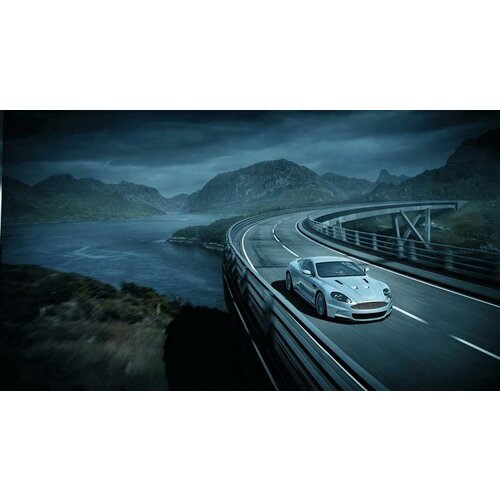Картина на холсте 60x110 Альянс Лес "Aston Martin DBS на мосту" на подрамнике / интерьер/ декор