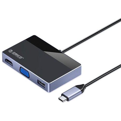 USB-концентратор  ORICO DM-7TS, разъемов: 3, 16 см, черный