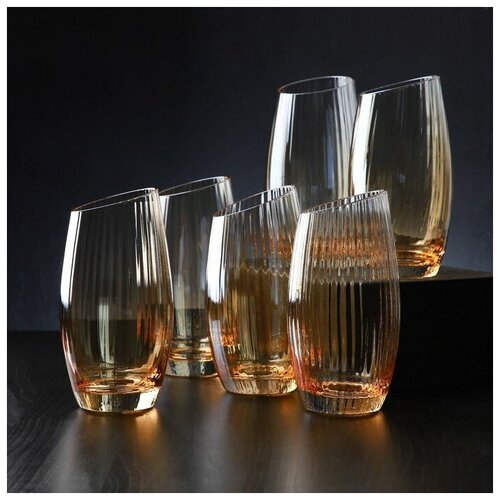 Набор стаканов высоких Magistro «Иллюзия», 475 мл, 8×15 см, 6 шт, цвет бронзовый