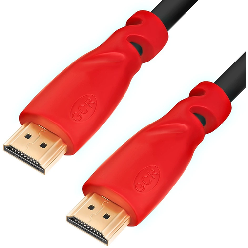Greenconnect Кабель 1.0m, HDMI версия 2.0 HDR 4:2:2, Ultra HD, 4K 60 fps 60Hz/5K*30Hz, 3D, AUDIO, 18.0 Гбит/с, 28/28 AWG, OD7.3mm, тройной экран, черный, красные коннекторы, GCR-HM3012-1.0m Greenconnect HDMI (m) - HDMI (m) 1м (GCR-HM3012-1.0m)
