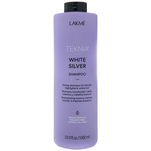 Lakme шампунь Teknia White Silver для нейтрализации желтого оттенка, 1000 мл