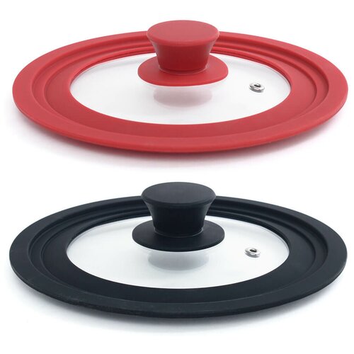Крышка универсальная для трех размеров посуды 24-26-28 см, красная и черная в наборе