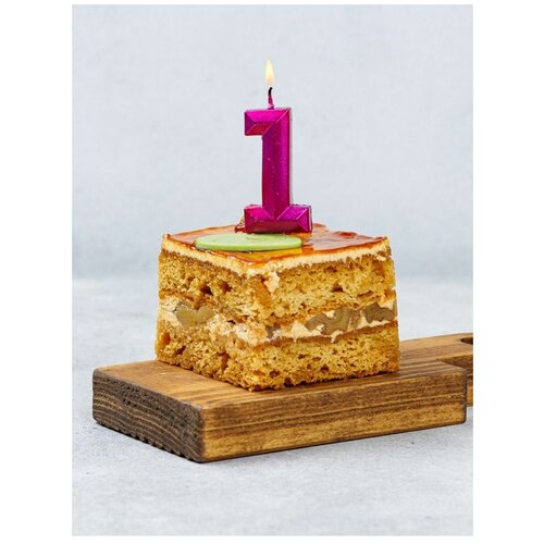 Свеча для торта стеариновая Riota Цифра 1, Диамант Маджента, 4,5 см, 1 шт.