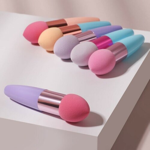 Спонж для макияжа с ручкой «Капля», 10 × 3 см, цвет микс, 2 штуки