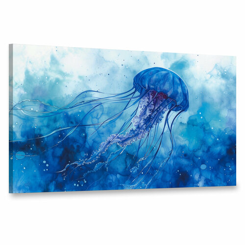 Интерьерная картина 100х60 "Медуза в таинственной синеве"