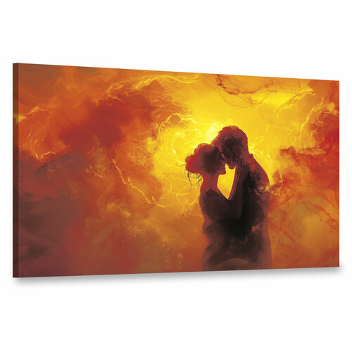 Интерьерная картина 100х60 "Поцелуй в золотых тонах"