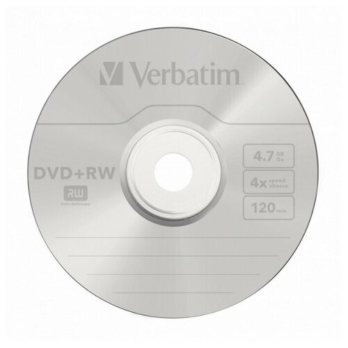 Носители информации DVD+RW, 4x, Verbatim Serl Matt Silver, Jewel/5, 43229