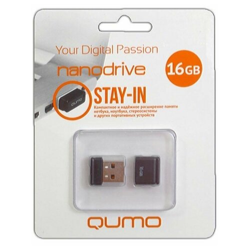 USB-накопитель Qumo 16GB, USB 2.0 (черный)