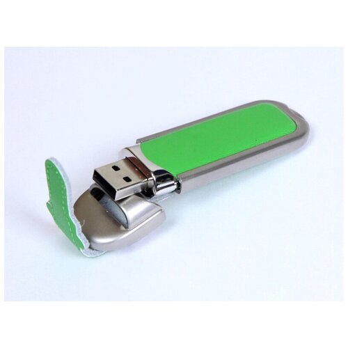 Кожаная флешка для нанесения логотипа с массивным корпусом (64 Гб / GB USB 2.0 Зеленый/Green 212 флеш накопитель SUPERTALENT DL)