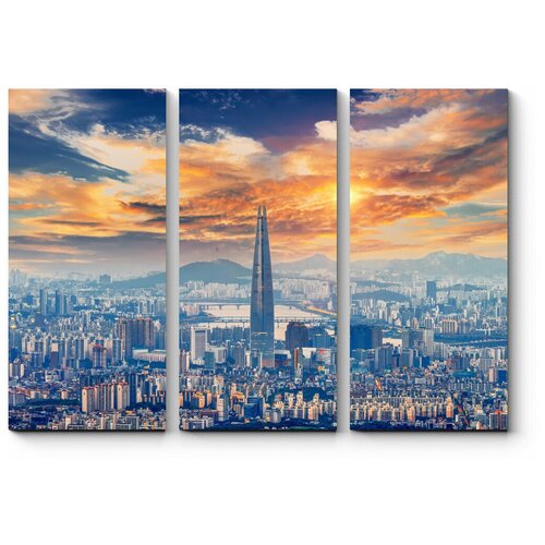 Модульная картина Величественный Сеул в лучах солнца 140x100