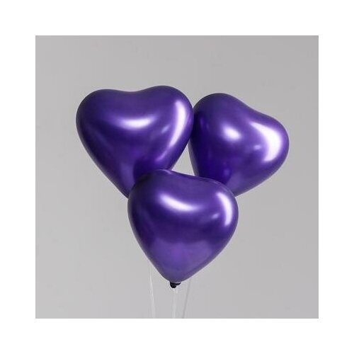 Шар латексный сердце 12", перламутровый, набор 100 шт, цвет фиолетовый 5106426 .