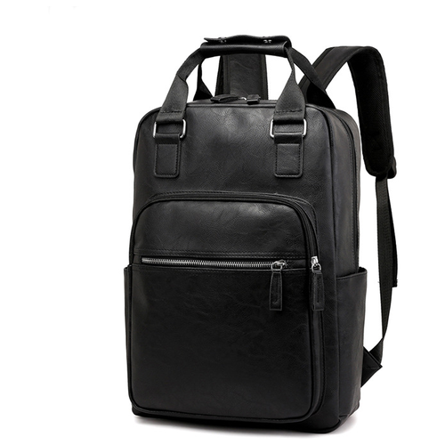 Рюкзак Mypads M159-223 из качественной эко-кожи для ноутбука 14 / 15,4 / 15,6 / 16 дюймов молодежный дизайн вместительная мужской черный