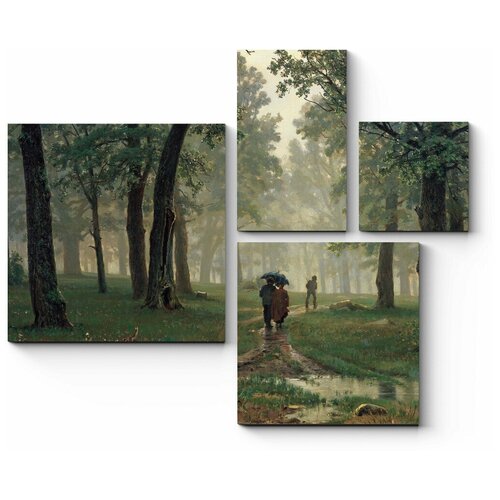 Модульная картина Дождь в дубовом лесу, Шишкин 132x110