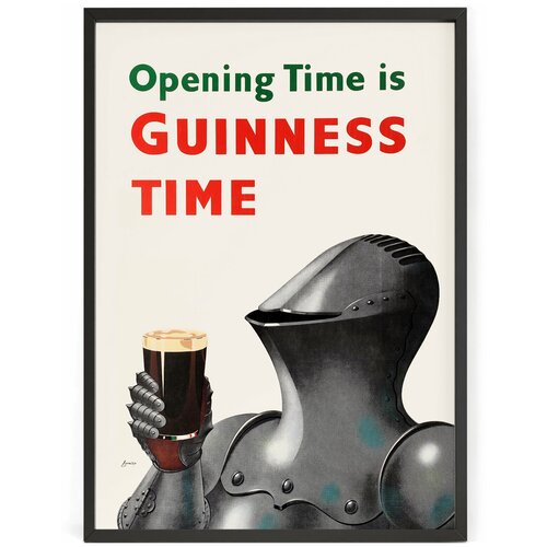 Рекламный плакат пива Гиннесс (Guinness) с карикатурой 1930х годов 70 x 50 см в тубусе