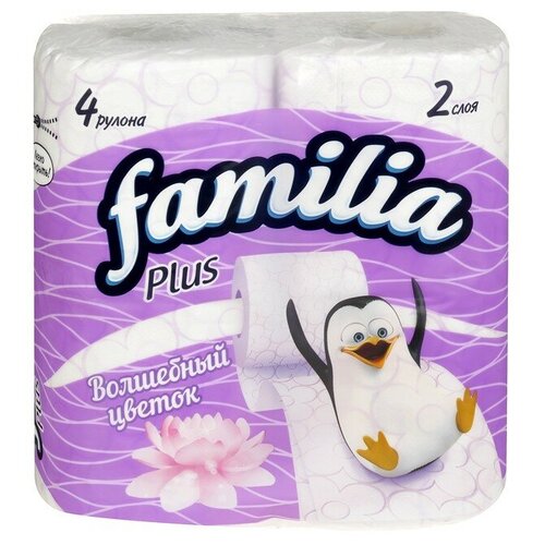 Туалетная бумага Familia Plus «Волшебный цветок», 2 слоя, 4 рулона