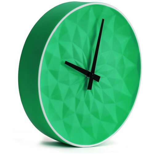 Часы настенные круглые Vilart 18303 средние, яркий дизайн для кухни, спальни, детской, кварцевый механизм с плавным ходом, керамический корпус, цвет зеленый, размеры 25.5x5.5 см, работа от 1 пальчиковой батарейки тип АА