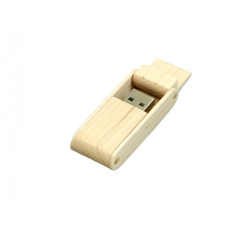 Раскладная деревянная прямоугольная флешка (128 Гб / GB USB 2.0 Белый/White Wood3 трансформер)