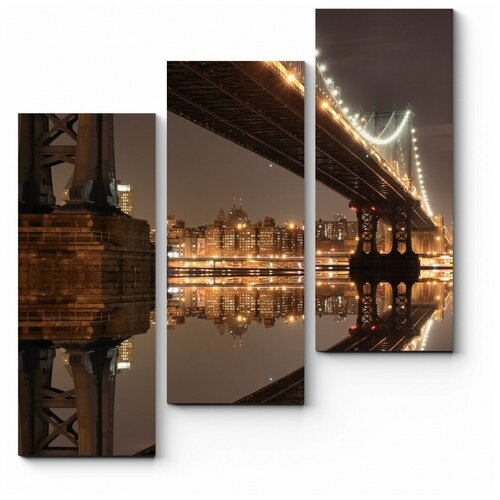 Модульная картина Ночной вид на Нью-Йорк 130x139
