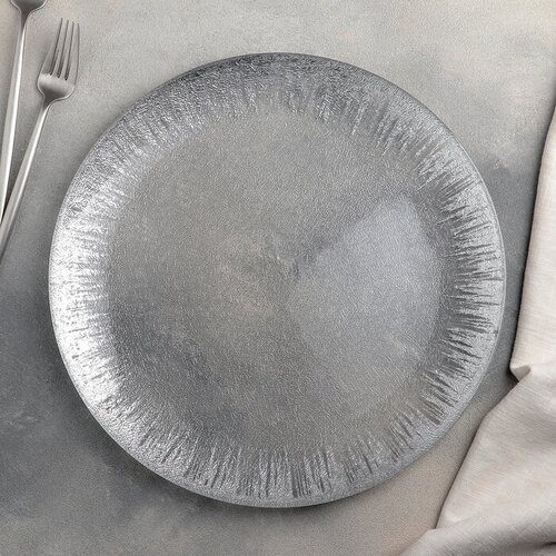 Magistro Тарелка стеклянная подстановочная Magistro «Бурлеск», d=33 см, цвет серебряный