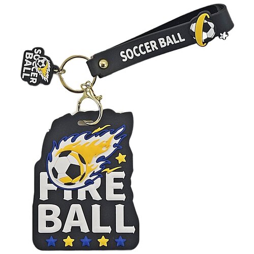 Бейдж силиконовый с брелком и браслетом Футбольный мяч, для пропуска (бесконтактной карты), силикон- резина, цвет черный