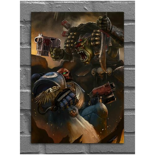 Постер Вархаммер 40к: Орк против Ультрамарина (Warhammer), на А4