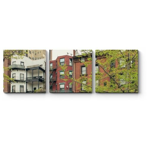 Модульная картина Жилая улица в Бруклин-Хайтс90x30