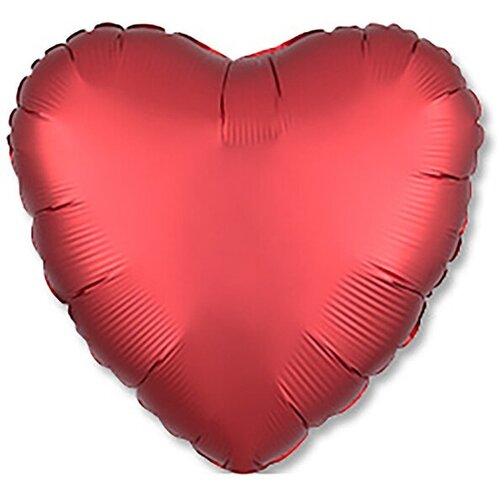 Воздушный шарик, фольгированный 18" "Сердце", сатин, красный, 1 шт.