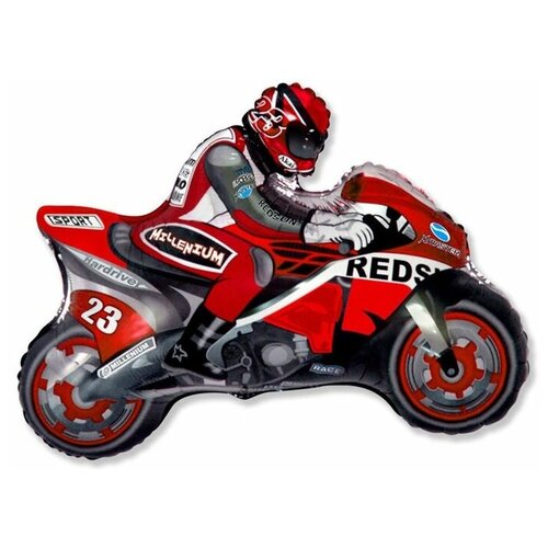 Шар фольгированный 30" «Мотоциклист», цвет красный