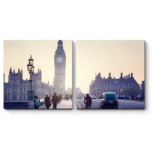 Модульная картина Биг-Бен на закате, Лондон 90x45
