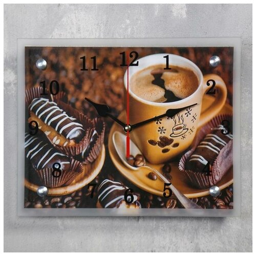 Часы настенные, серия: Кухня, "Кофе с пирожным", 20х25 см