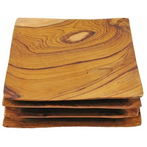 Набор тарелок деревянных Be Home Teak 4 шт, 12х12 см