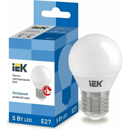 Светодиодная лампа IEK ECO 5W=40W 6500K 450Лм E27 шар