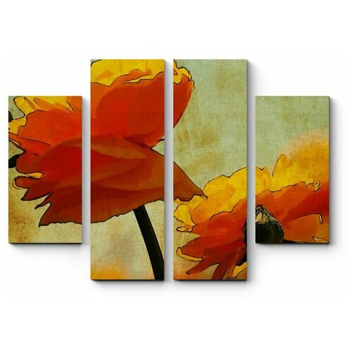 Модульная картина Огненные цветы 140x105