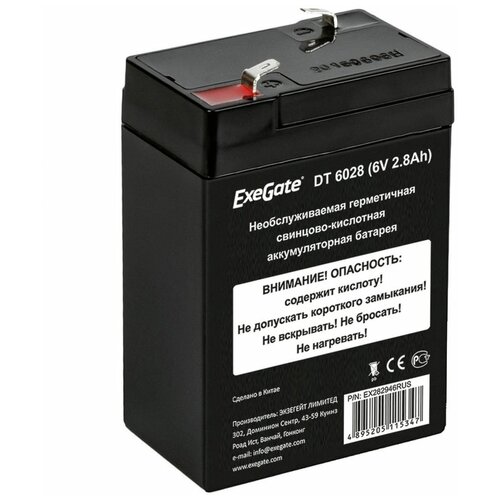 Exegate EX282946RUS Аккумуляторная батарея DT 6028 (6V 2.8Ah, клеммы F1)