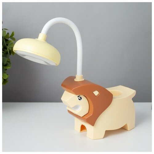 Настольная лампа "Львёнок" LED USB АКБ желто-шоколадный 7,5х13х29 см