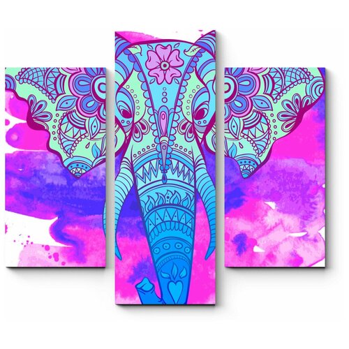 Модульная картина Индийский арт слон 90x81