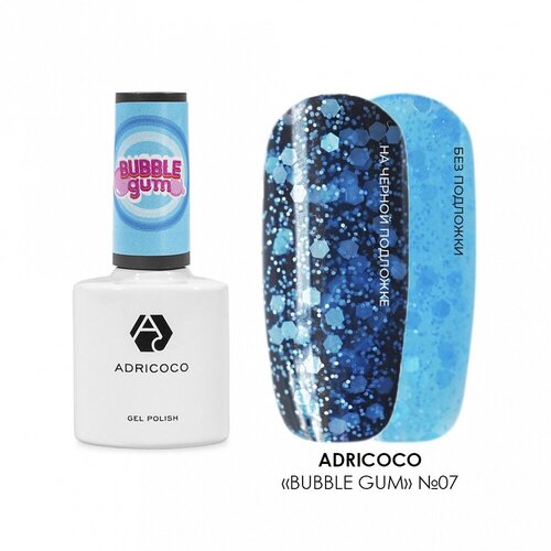 Adricoco, Bubble gum - гель-лак с цветной неоновой слюдой №07, 8 мл