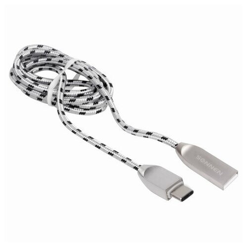 Кабель USB2.0 Sonnen Premium, USB-A - USB Type-C, 1м, черный, 2шт. (513127)