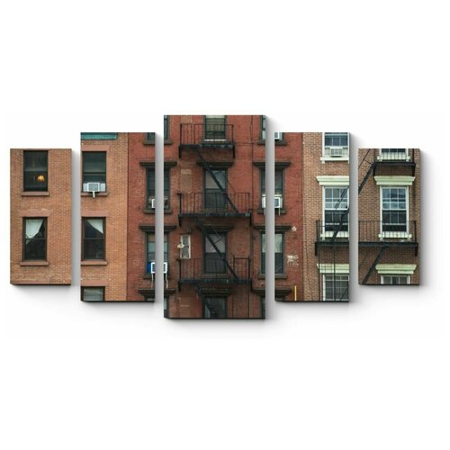 Модульная картина Пожарные лестницы старых жилых домов170x94