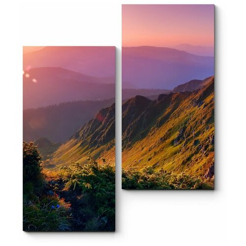 Модульная картина Летний пейзаж в горах на рассвете 60x75