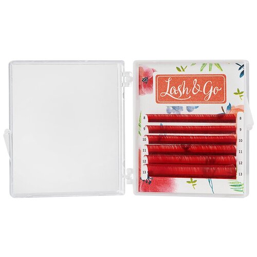 Ресницы Цветные Lash&Go (Лэш енд гоу) мини Красный 6 линий C, 0,07, 7-12 mm