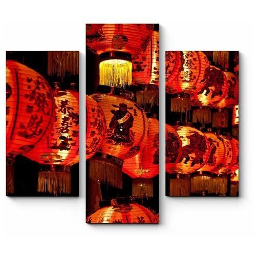 Модульная картина Теплый свет китайских фонариков 100x90