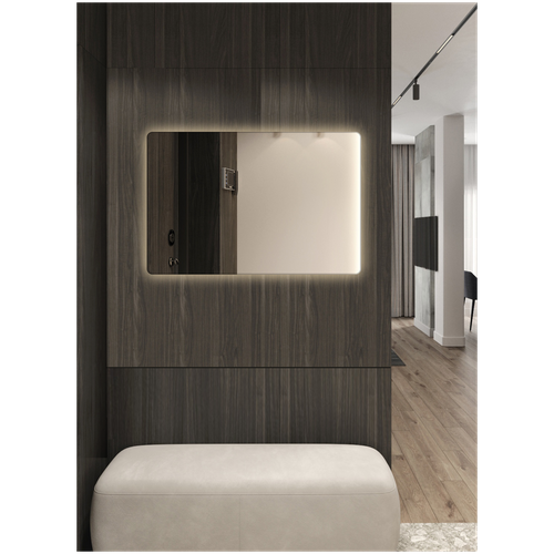 Зеркало для ванной Prisma 50*70 прямоугольное горизонтальное "парящее" с тёплой LED-подсветкой
